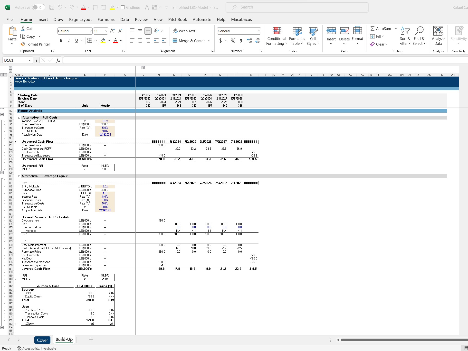 Simple LBO Model Template for Investors | Icrest Models