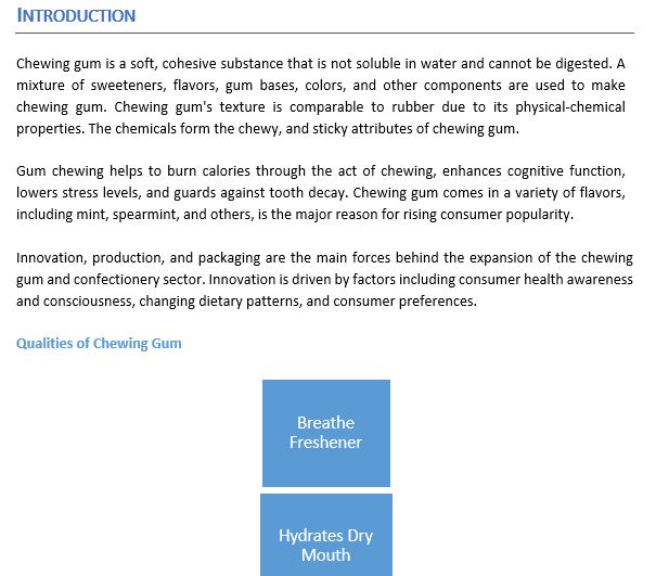 Chewing Gum Manufacturing Project Report and CMA Analysis | Icrest Models