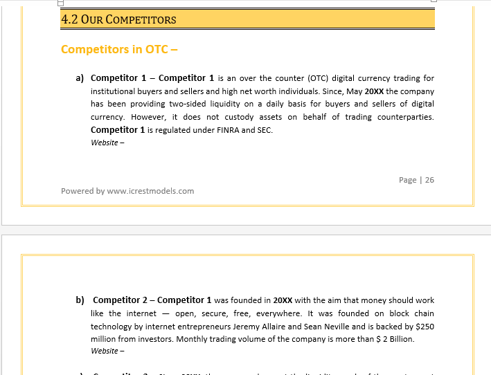 Cryptocurrency Business Plan Template | Crypto Exchange | Icrest Models