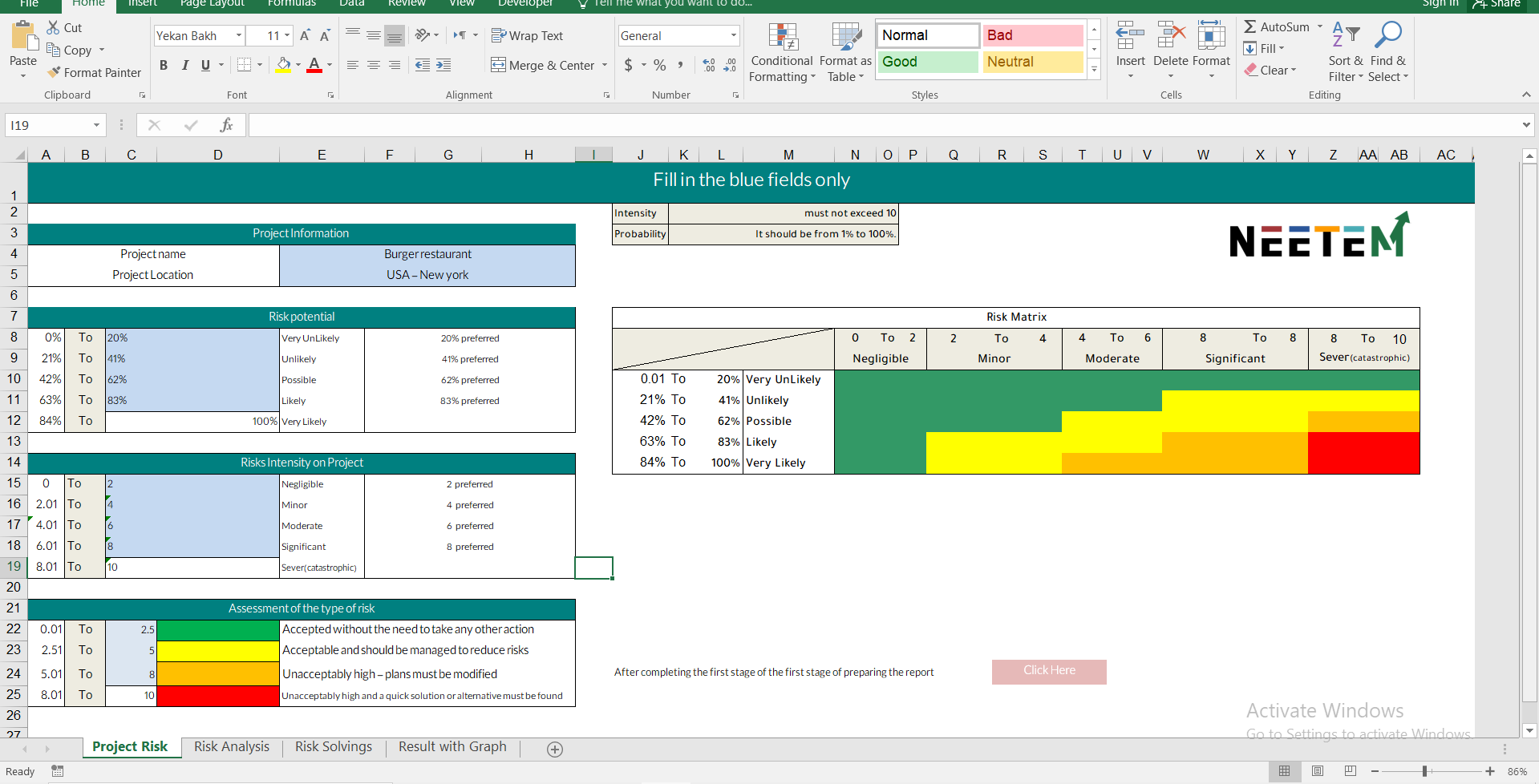 Business risk matrix excel templates | Icrest Models
