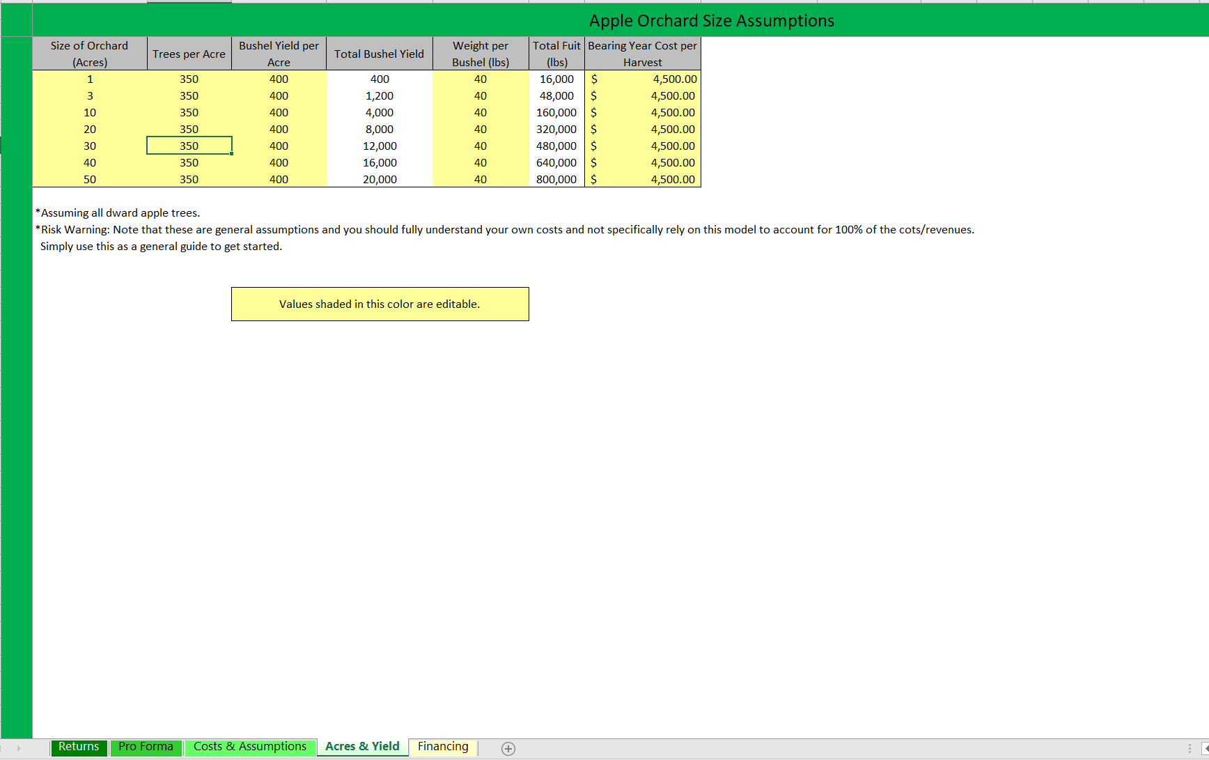 Apple Orchard Business Plan Template | Apple Financial Model | Icrest ...