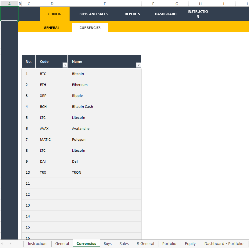 Cryptocurrency Portfolio Dashboard - Template | Icrest Models